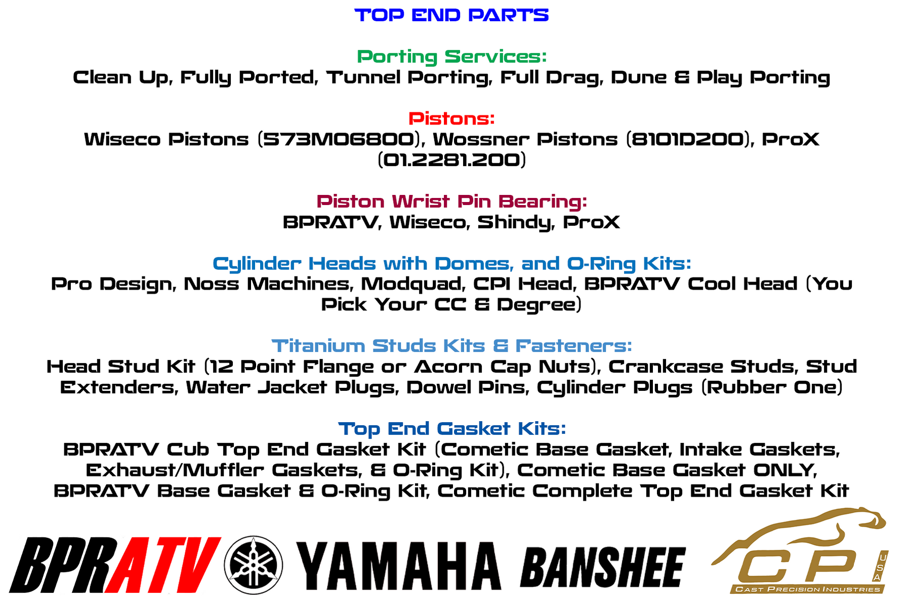 Yamaha Banshee 421 Cub CPI Cheetah CUB Cylinder 68mm +4mm Big Bore Cyl ...