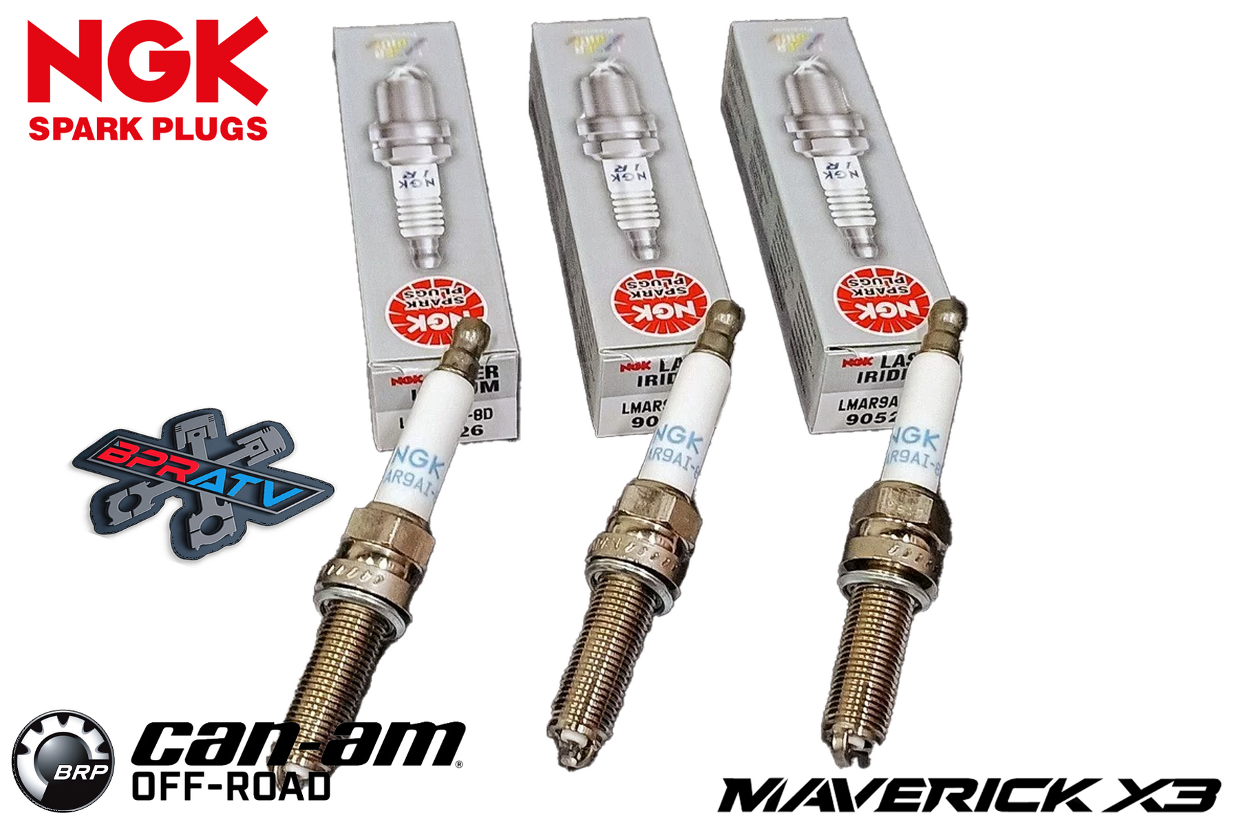 NGK Iridium Spark Plugs Set of 3 - LMAR9AI-8D for Can-Am Maverick X3 A ...