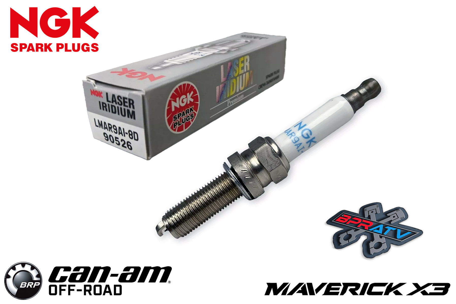 NGK Iridium Spark Plugs Set of 3 - LMAR9AI-8D for Can-Am Maverick X3 A ...