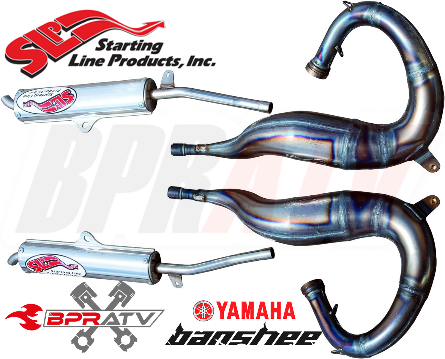 Yamaha BANSHEE SLP EXHAUST TWINS PIPES Stage 2 Pro Flow Filter Pre-Fil ...