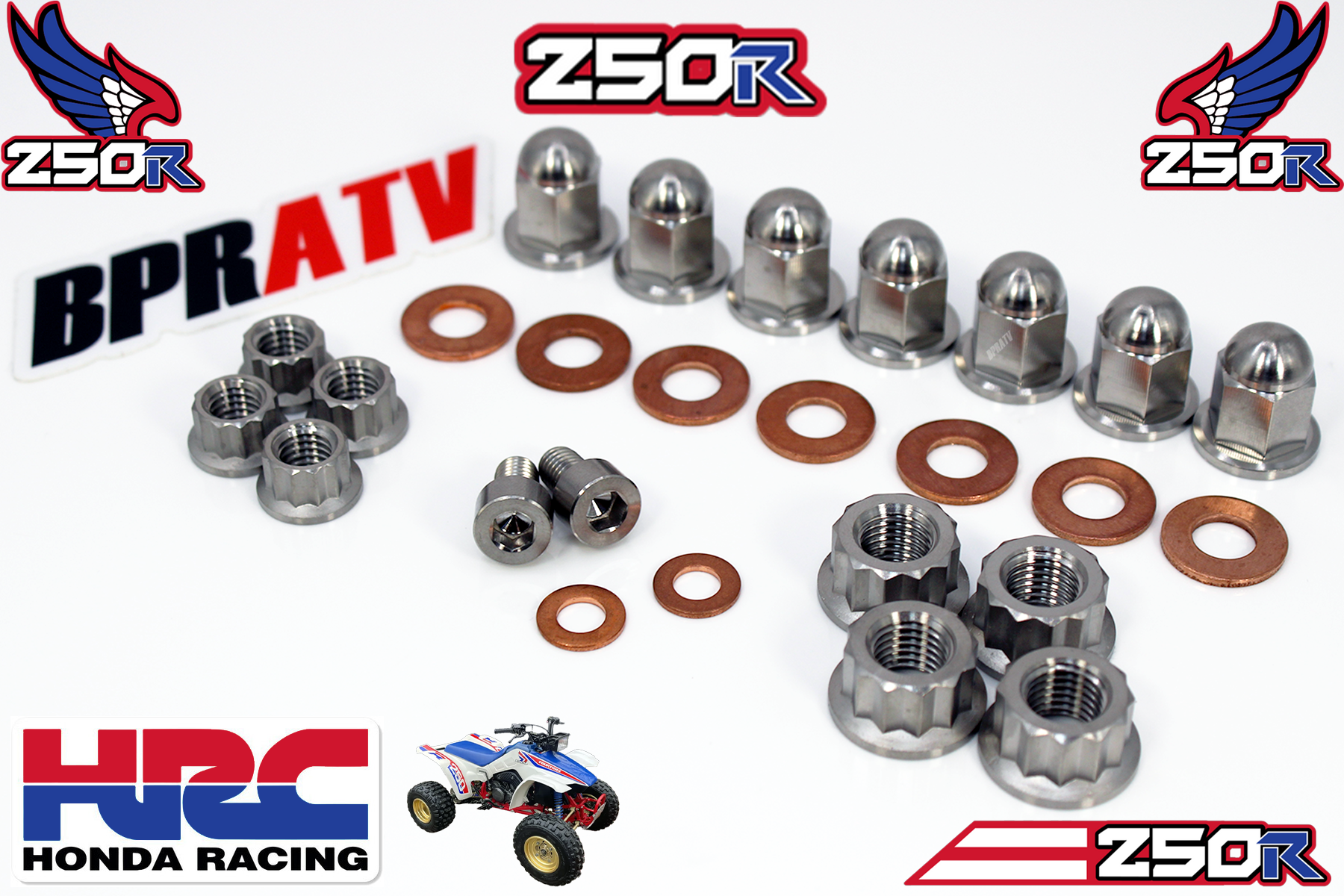 TITANIUM Honda TRX 250R ATC 250R Top End Engine Cylinder Head Acorn Nu ...