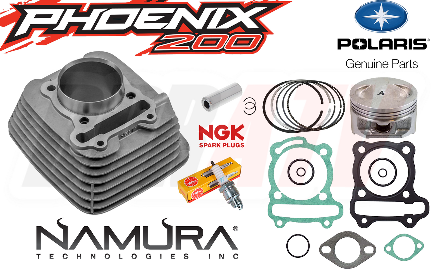 05-23 Polaris Phoenix 200 Complete Top End Rebuild Kit OEM Piston Namu ...